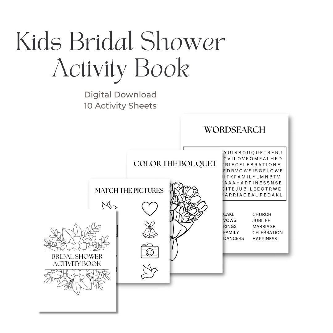 Bridal Shower Activity Book | Printable | Instant Download | Kids ...
