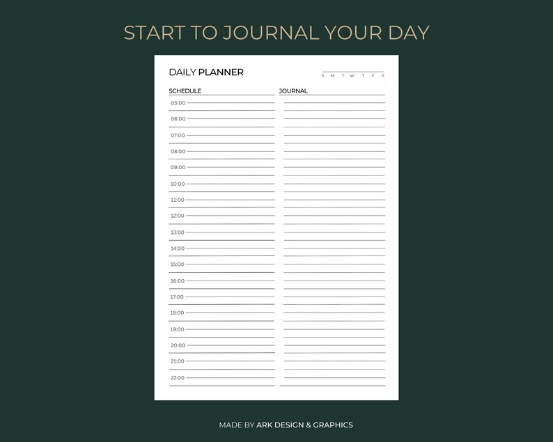 Daily Planner Journal, Printable, Fillable, Minimalist Planner, Daily ...
