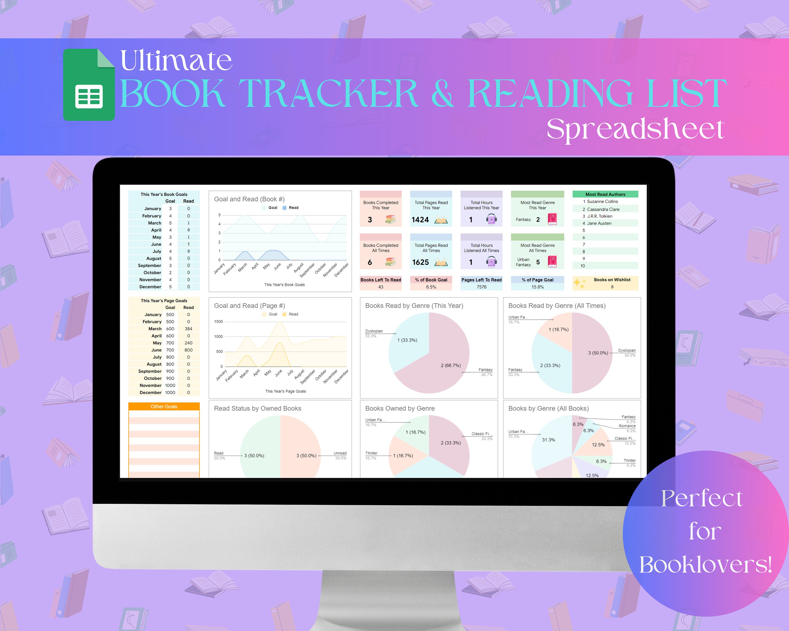 Book Tracker & Reading List Spreadsheet | Google Sheets | Book Series ...