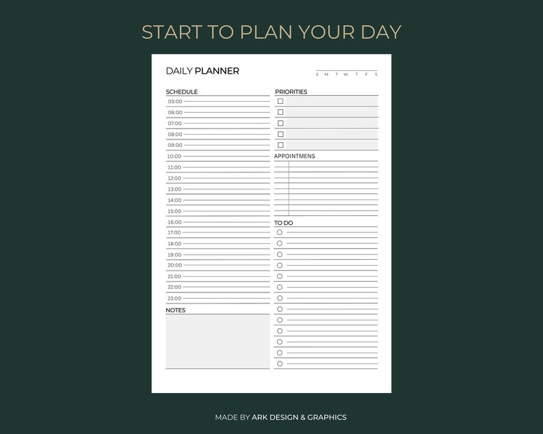 Daily Planner, Printable, Fillable, Minimalist Planner, Daily to Do ...