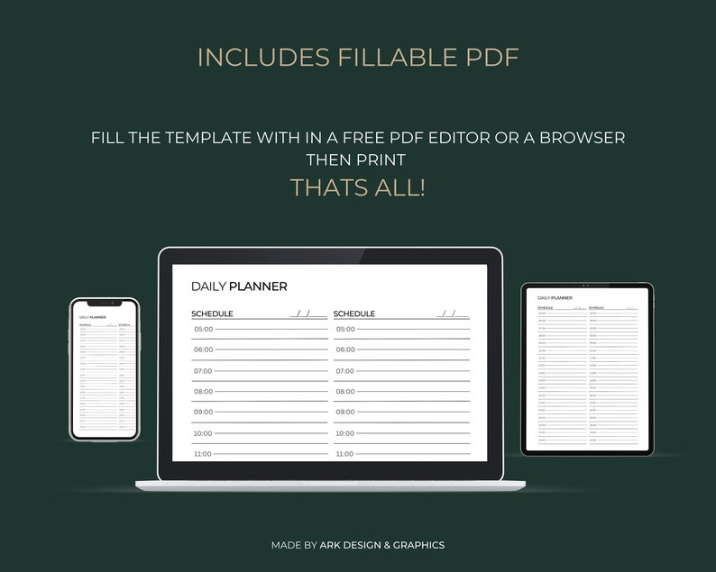 2 Daily Planner, Printable, Fillable, Minimalist Planner, Daily to Do ...