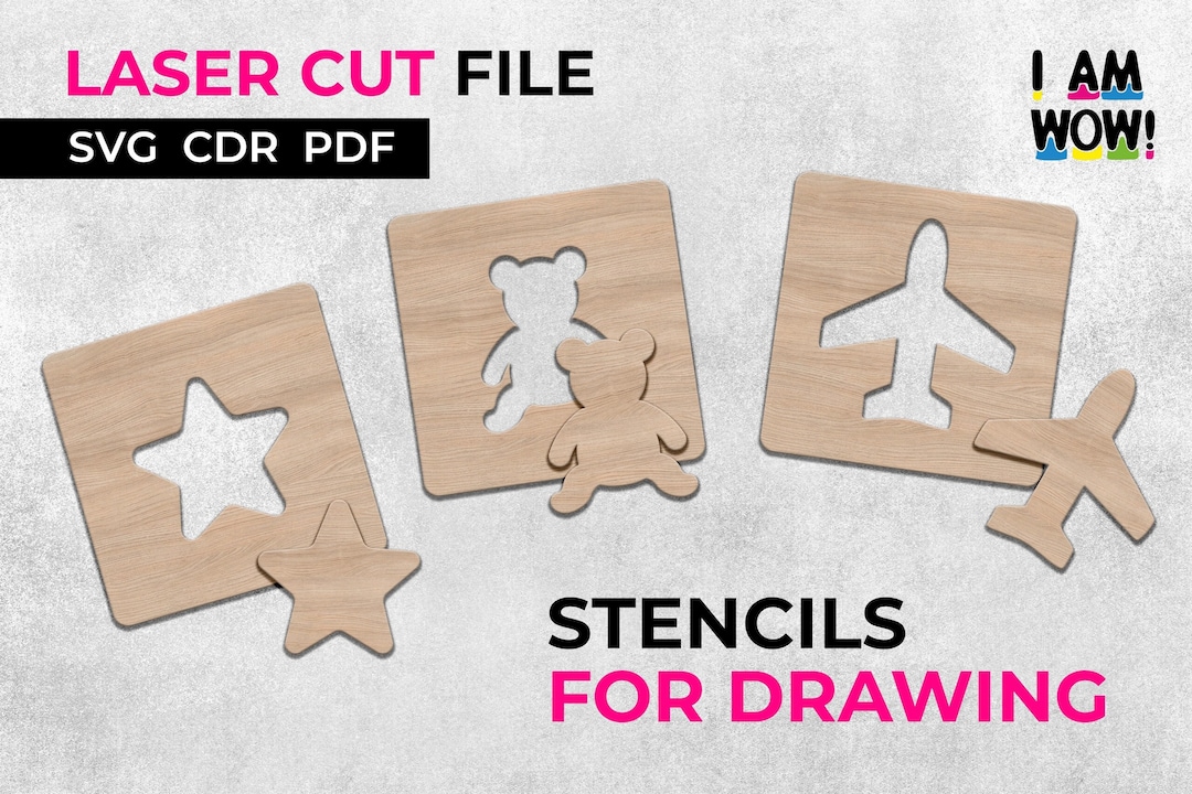 50 Stencils for Drawing Kids SVG, Laser Cut Files | Template Download ...