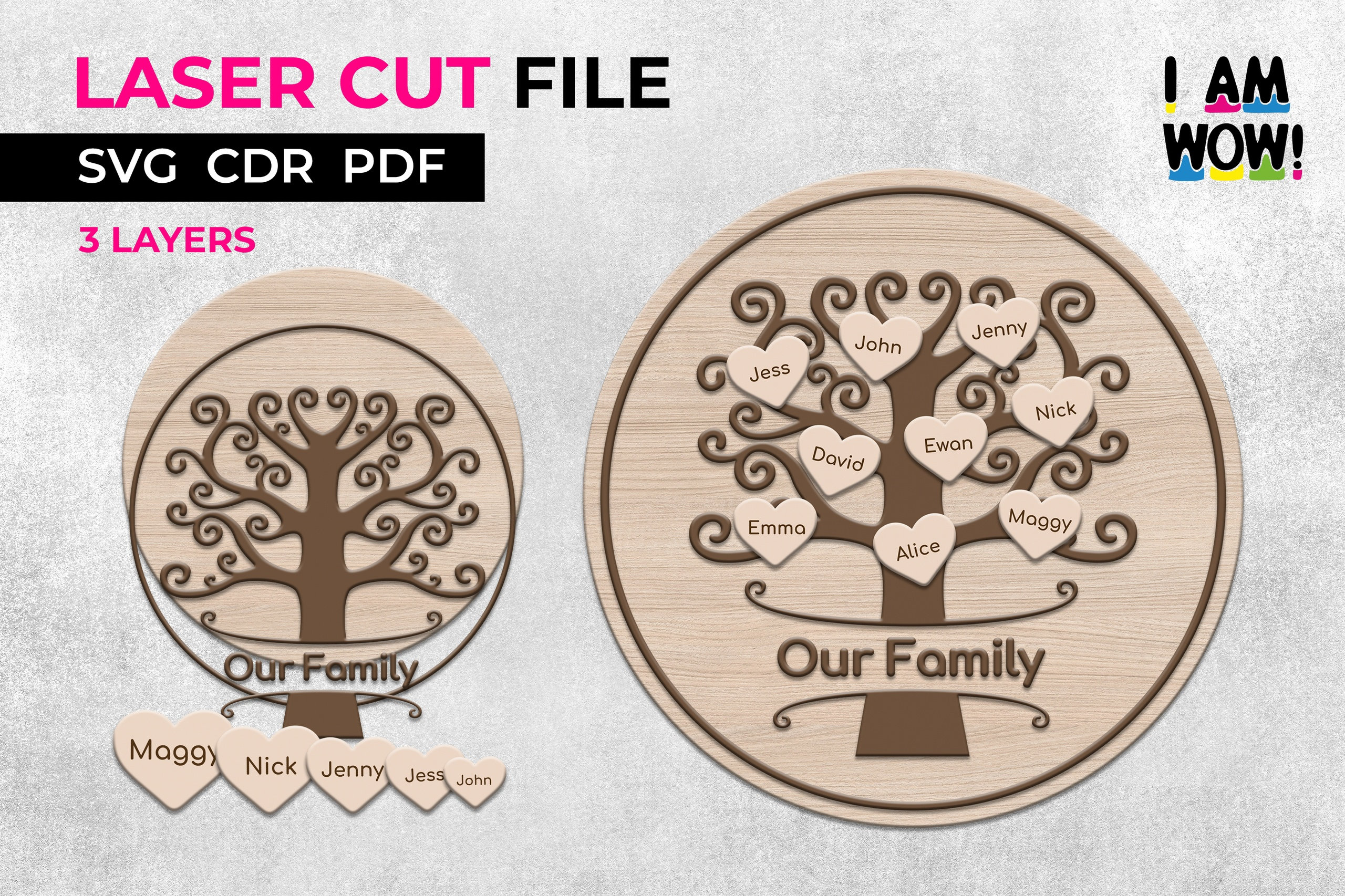 Digital File Family Tree Sign Laser Cut File, SVG, CDR,PDF, Glowforge ...