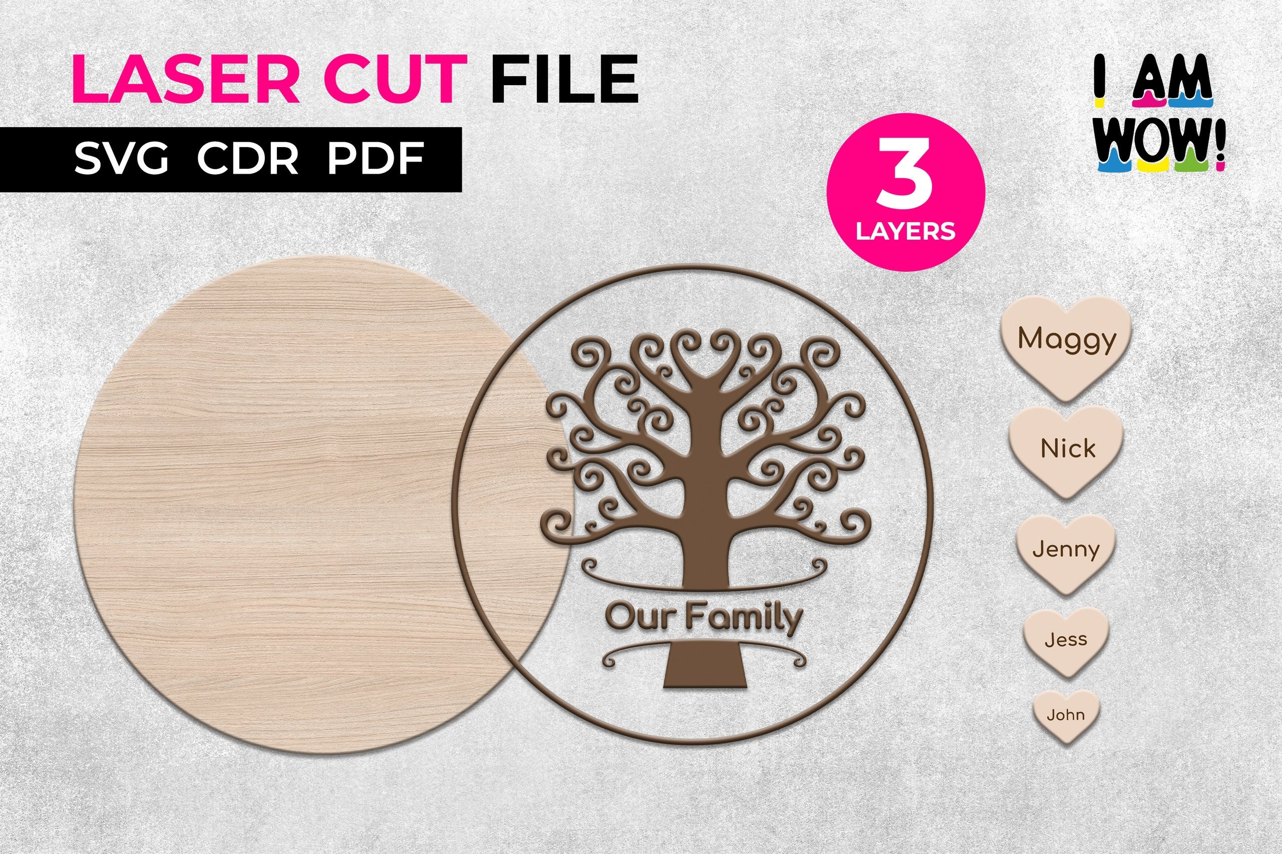 Digital File Family Tree Sign Laser Cut File, SVG, CDR,PDF, Glowforge ...