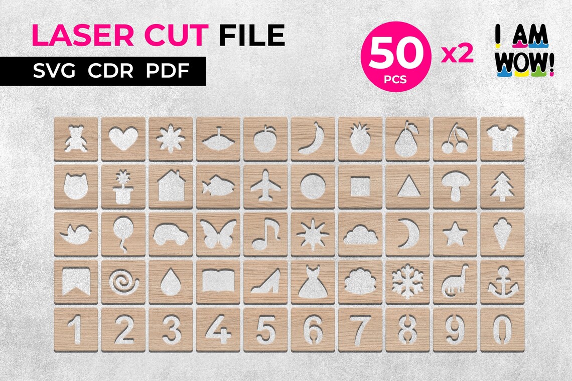 50 Stencils for Drawing Kids SVG, Laser Cut Files | Template Download ...