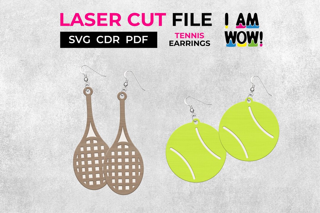 2 Tennis Earrings Bundle Laser Cut Women Jewelry Tennis Racket Tennis ...