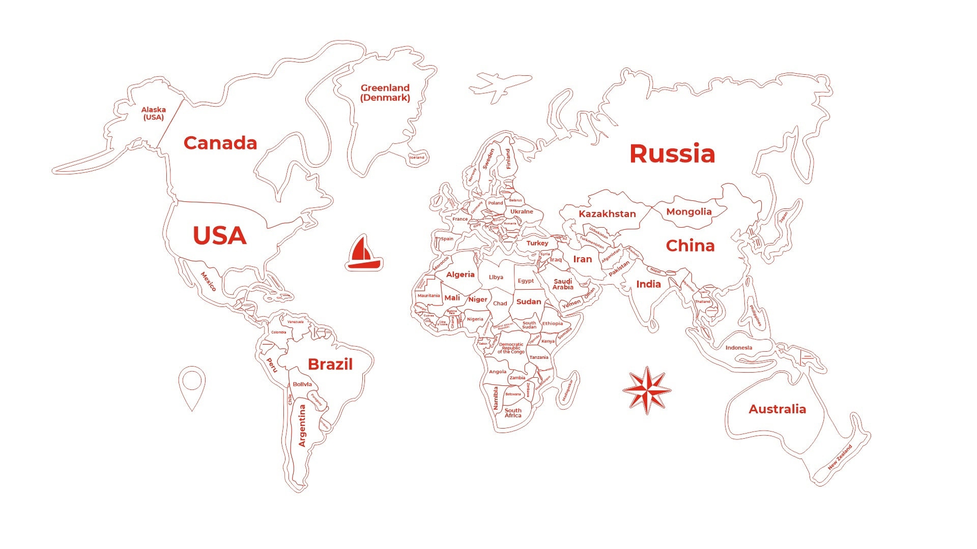 Laser Cut Map of the World Puzzle With Country Names Cutting File File ...