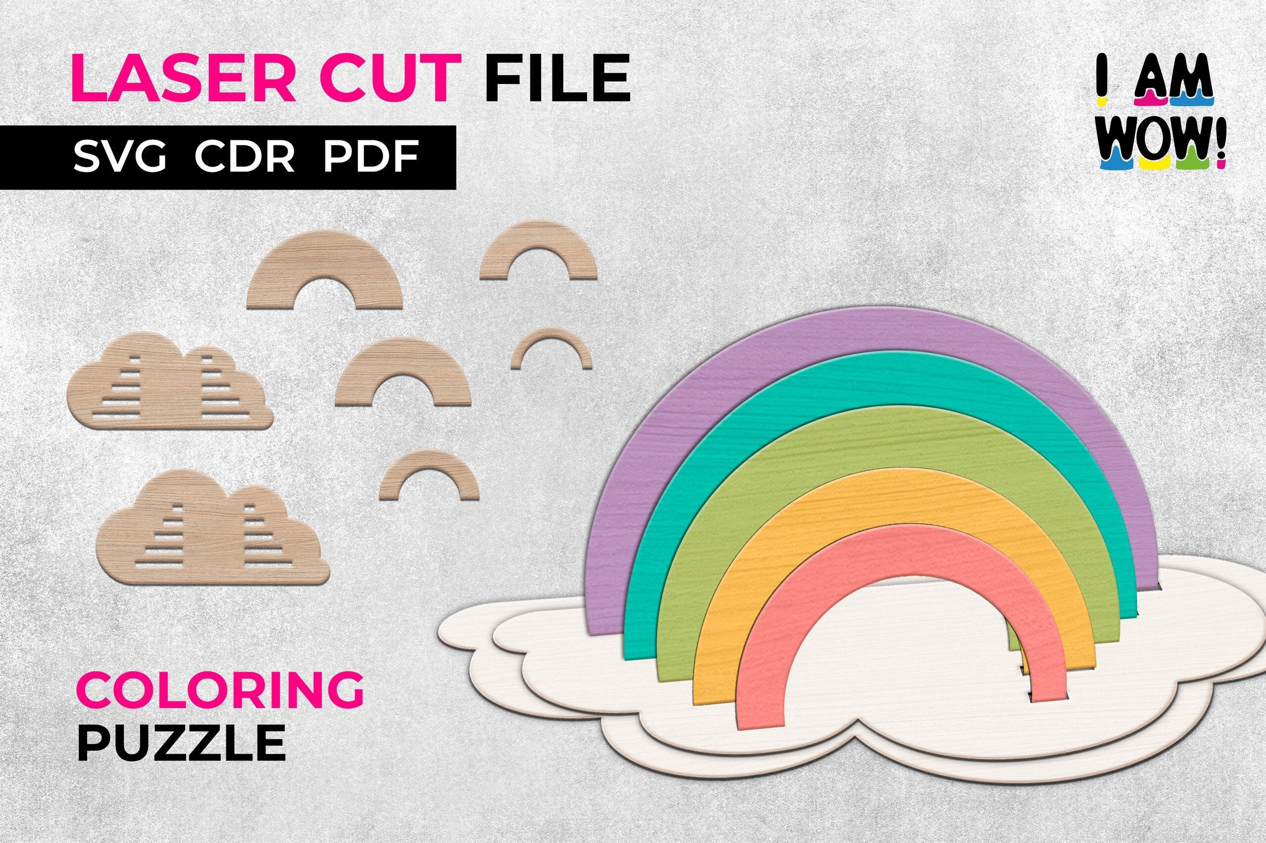 Coloring Puzzle, Rainbow. Cricut Cut Files, Silhouette. Layered Files ...
