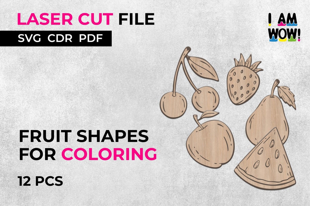 Fruite Shapes for Coloring 12 Laser Cut Files Laser Designs Laser File ...