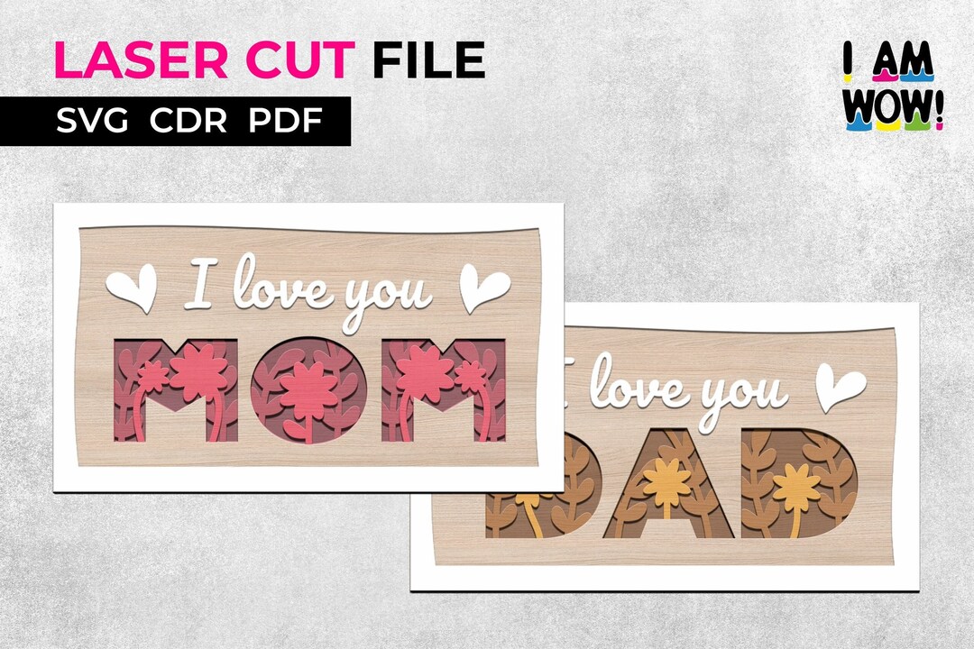 Mom Dad SVG Bundle. Laser Cut File for Glowforge Cricut, Mother's Day ...