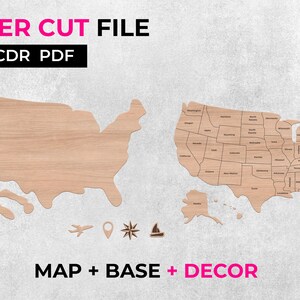 Laser Cut Usa Map SVG Glowforge File Usa Map by States Cutting File Usa ...