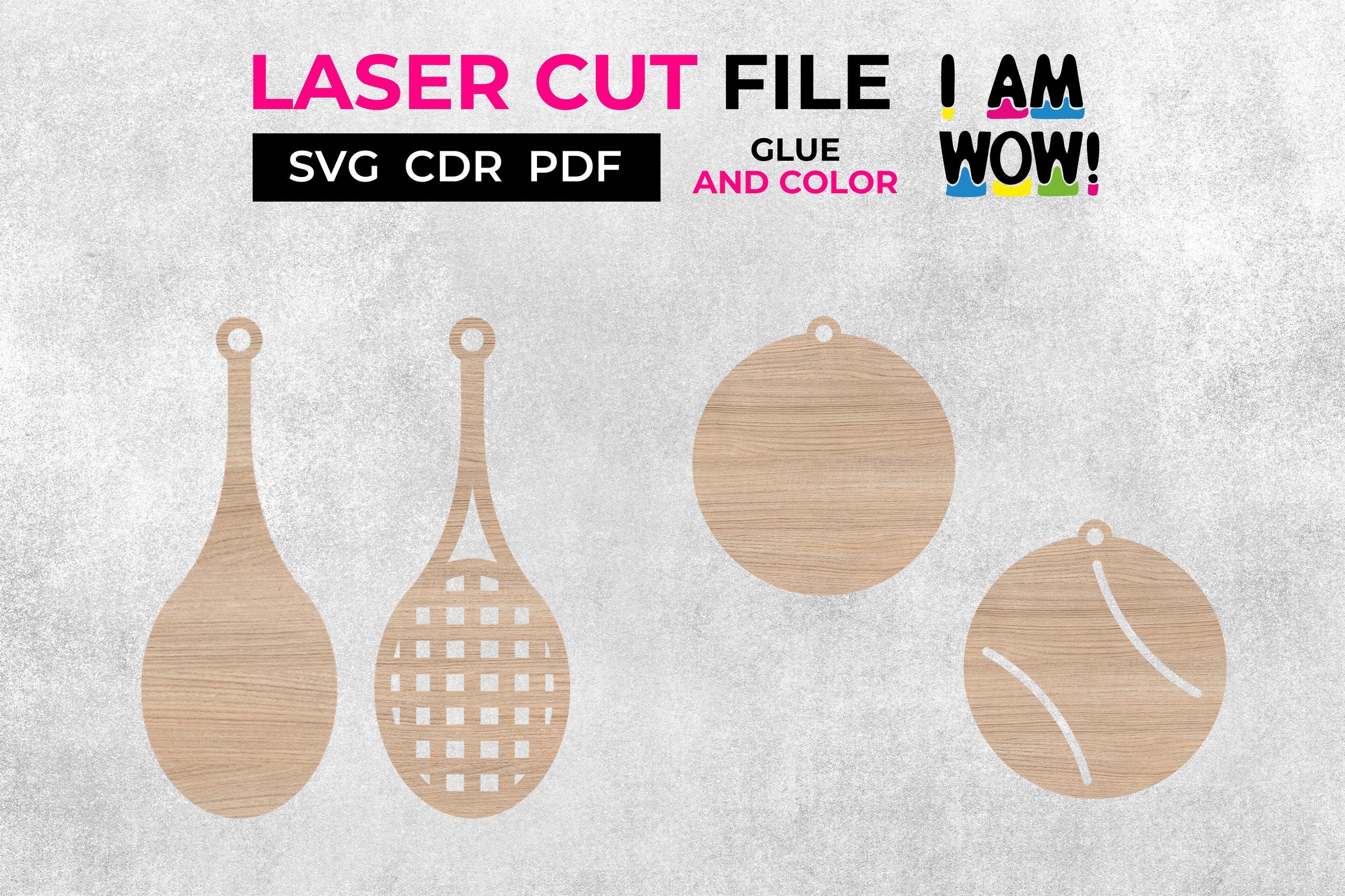 2 Tennis Earrings Bundle Laser Cut Women Jewelry Tennis Racket Tennis ...