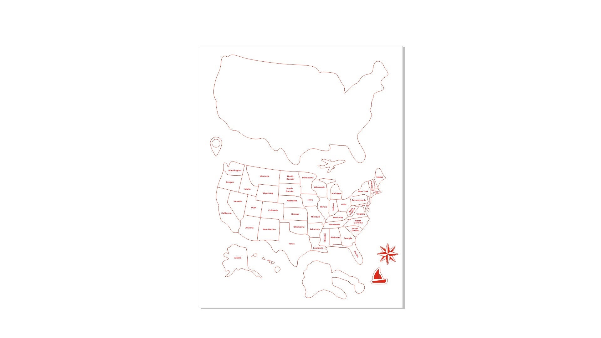 Laser Cut Usa Map SVG Glowforge File Usa Map by States Cutting File Usa ...
