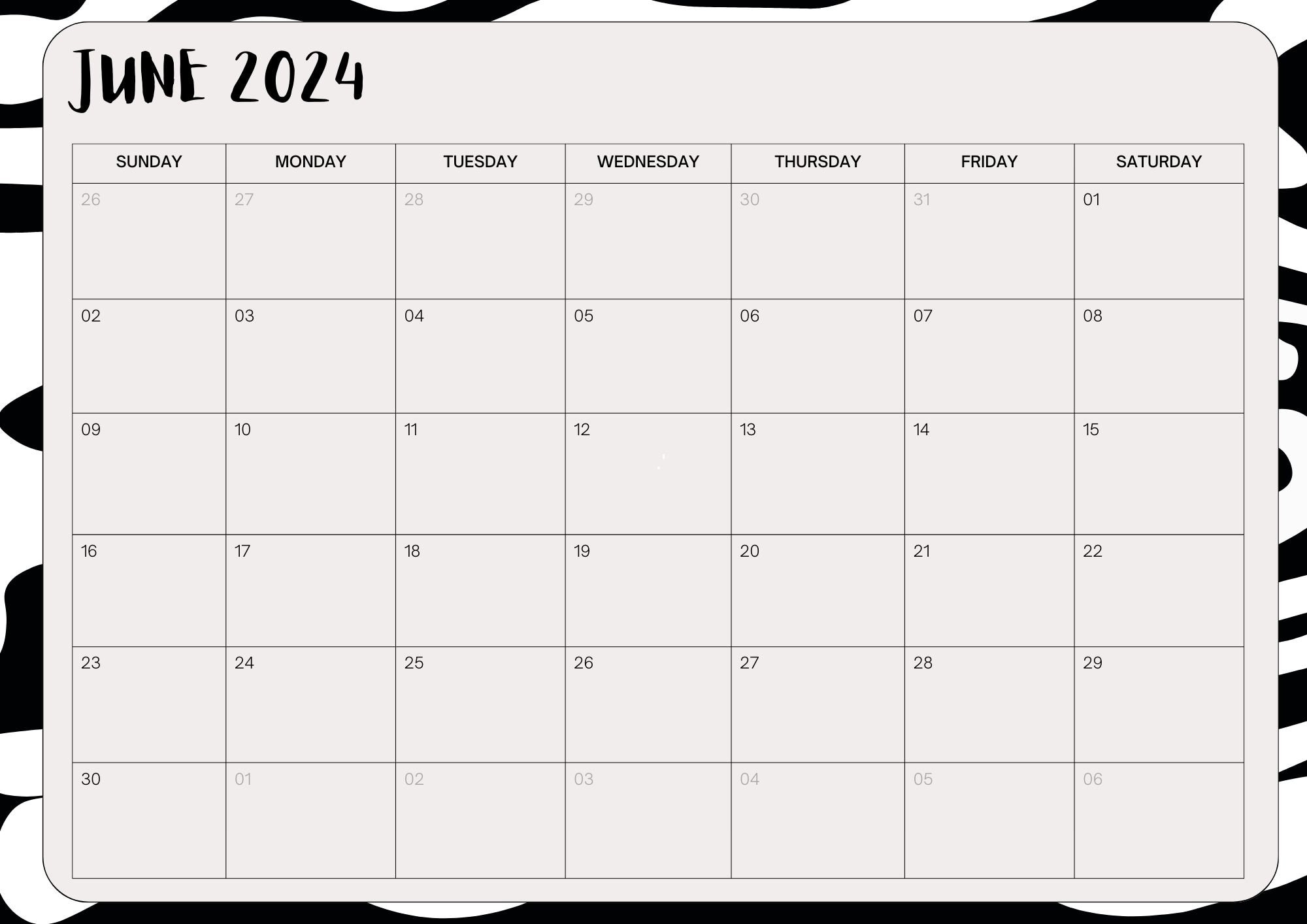 Calendar 2024 (black & White) - Etsy