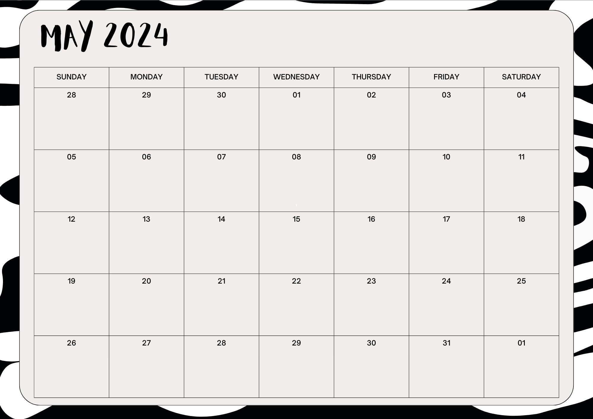 Calendar 2024 (black & White) - Etsy