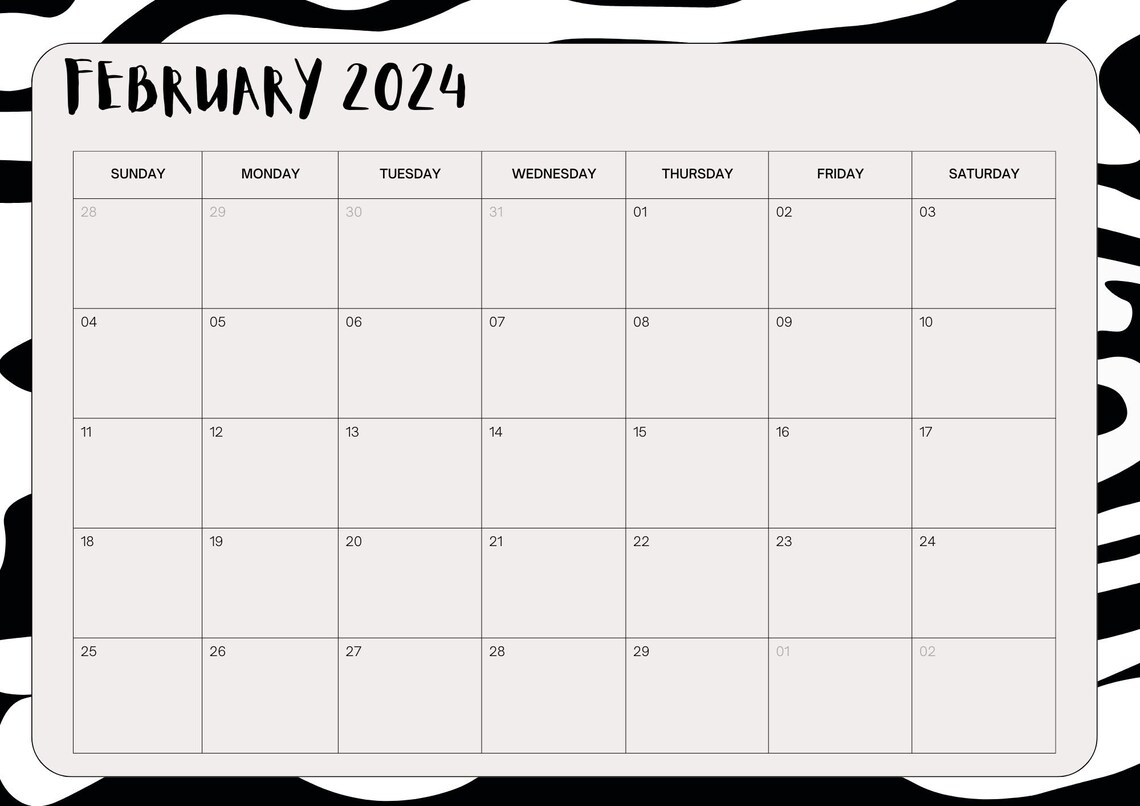 Calendar 2024 (black & White) - Etsy