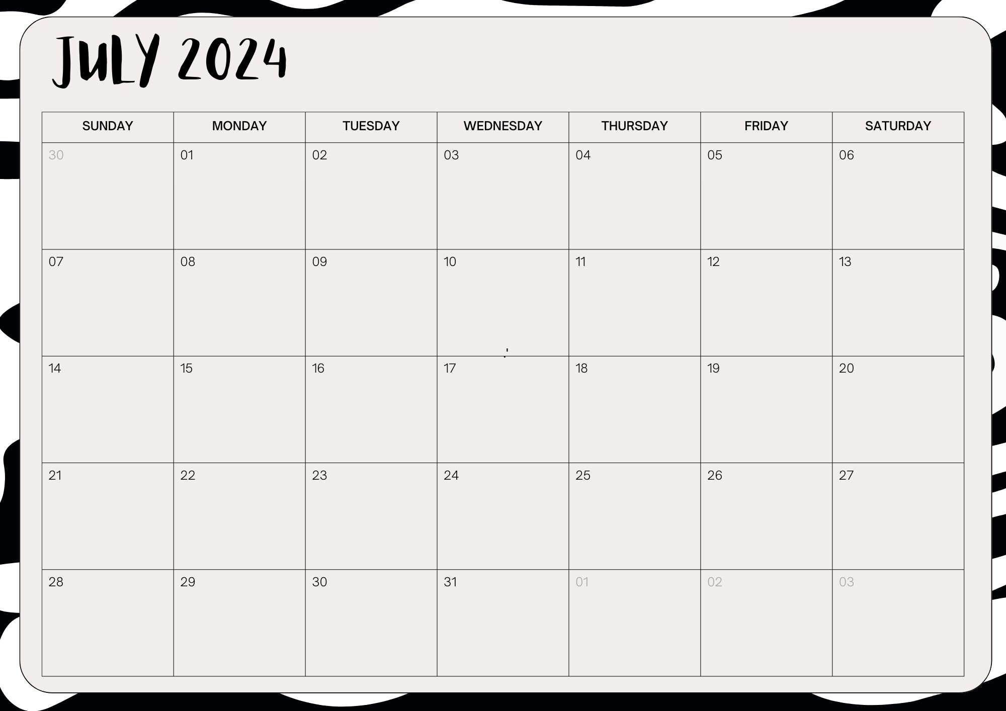 Calendar 2024 black & White - Etsy
