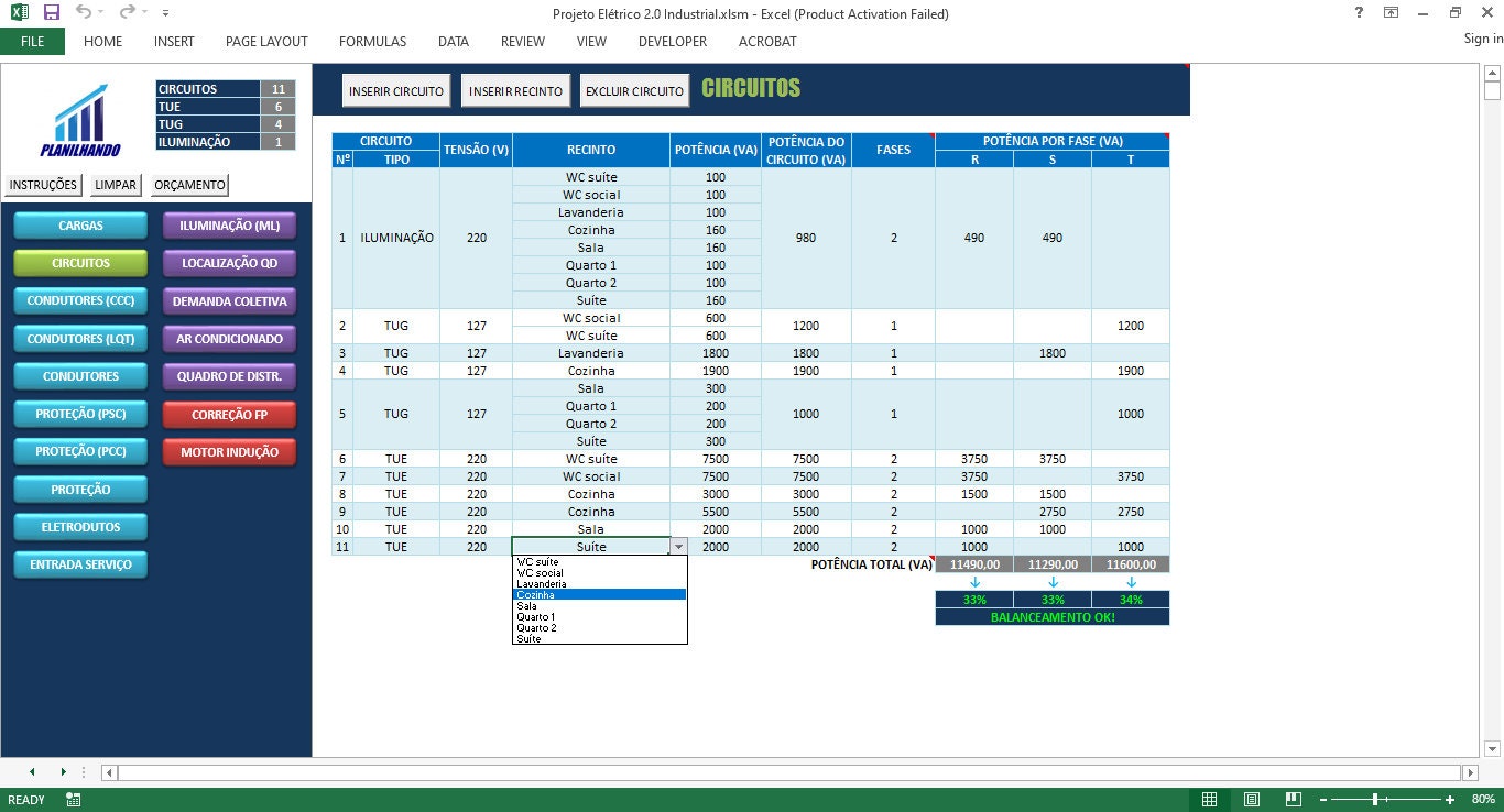Electrical Projects Excel Sheet Civil and Industrial Projects Automatic ...