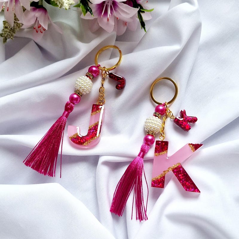 Initial Keychain - Etsy