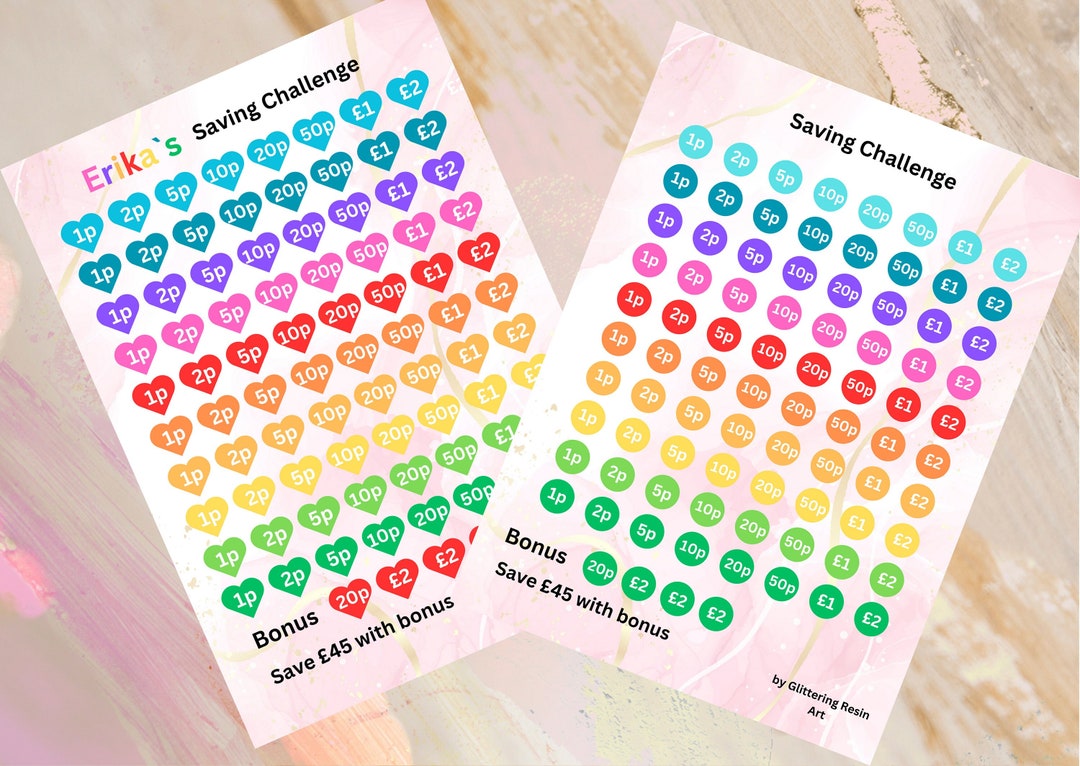 Kids Saving Challenge, Custom Money Tracker, Sticker Saving Challenge ...