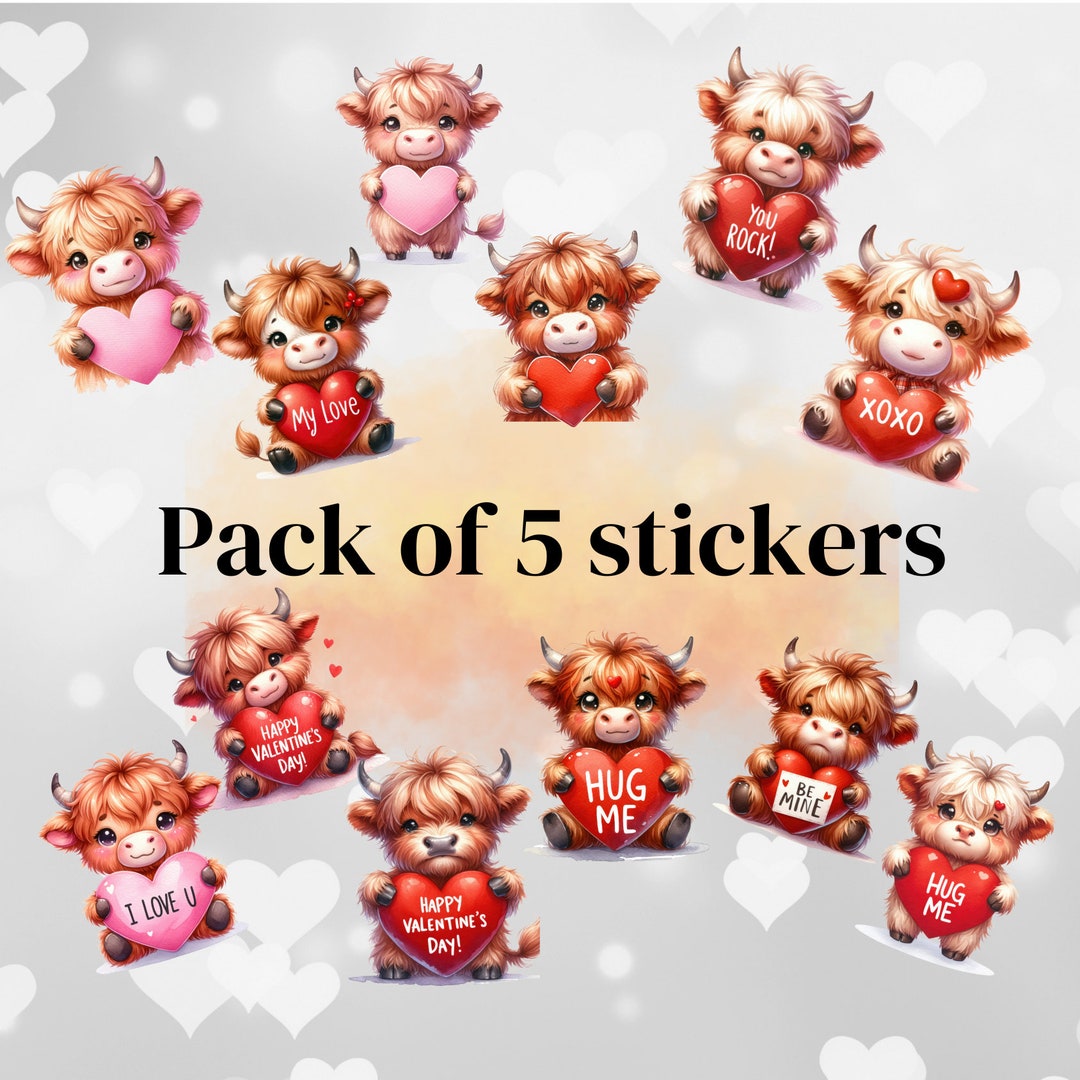Die Cut Waterproof Stickers, Highland Cow Decals, Cute Cow, Clipart Cow ...