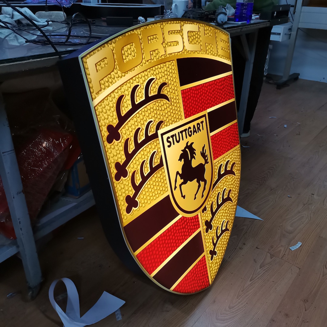 Porsche Sign, Porsche Garage, Wall Decor, Porsche Logo Lightbox ...