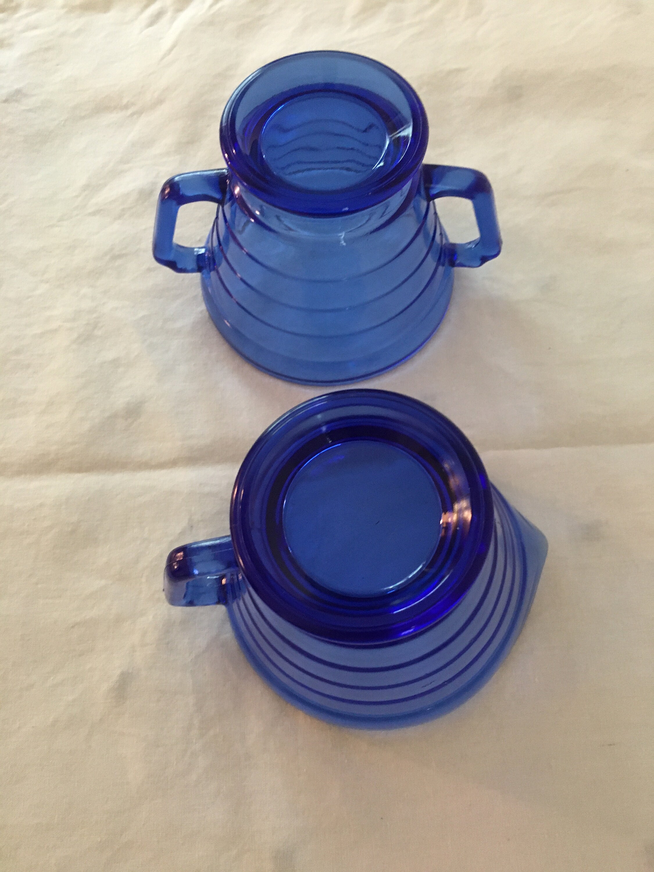Cobalt Blue Depression Glass Sugar and Creamer. Moderntone Pattern - Etsy