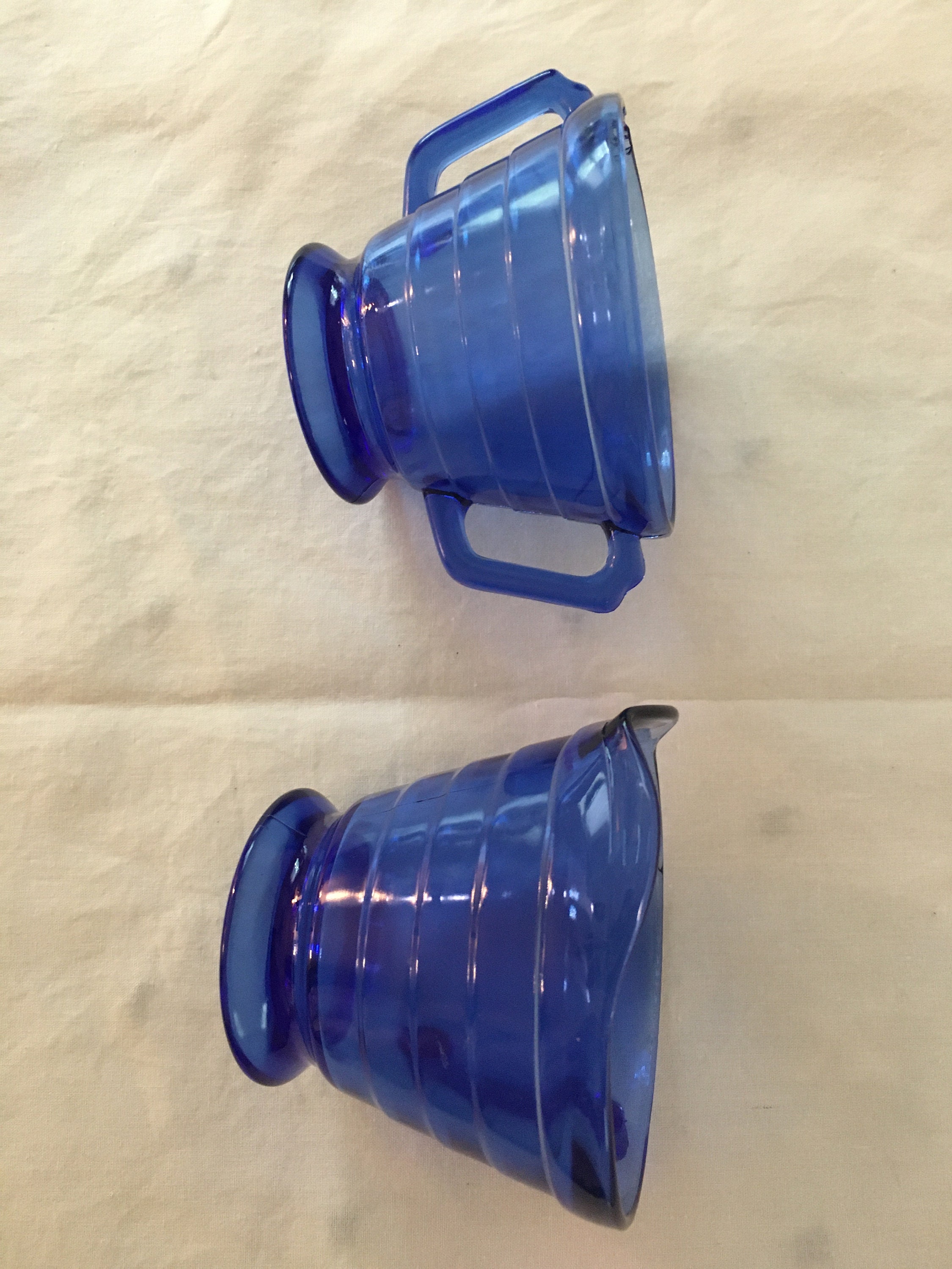 Cobalt Blue Depression Glass Sugar and Creamer. Moderntone Pattern - Etsy