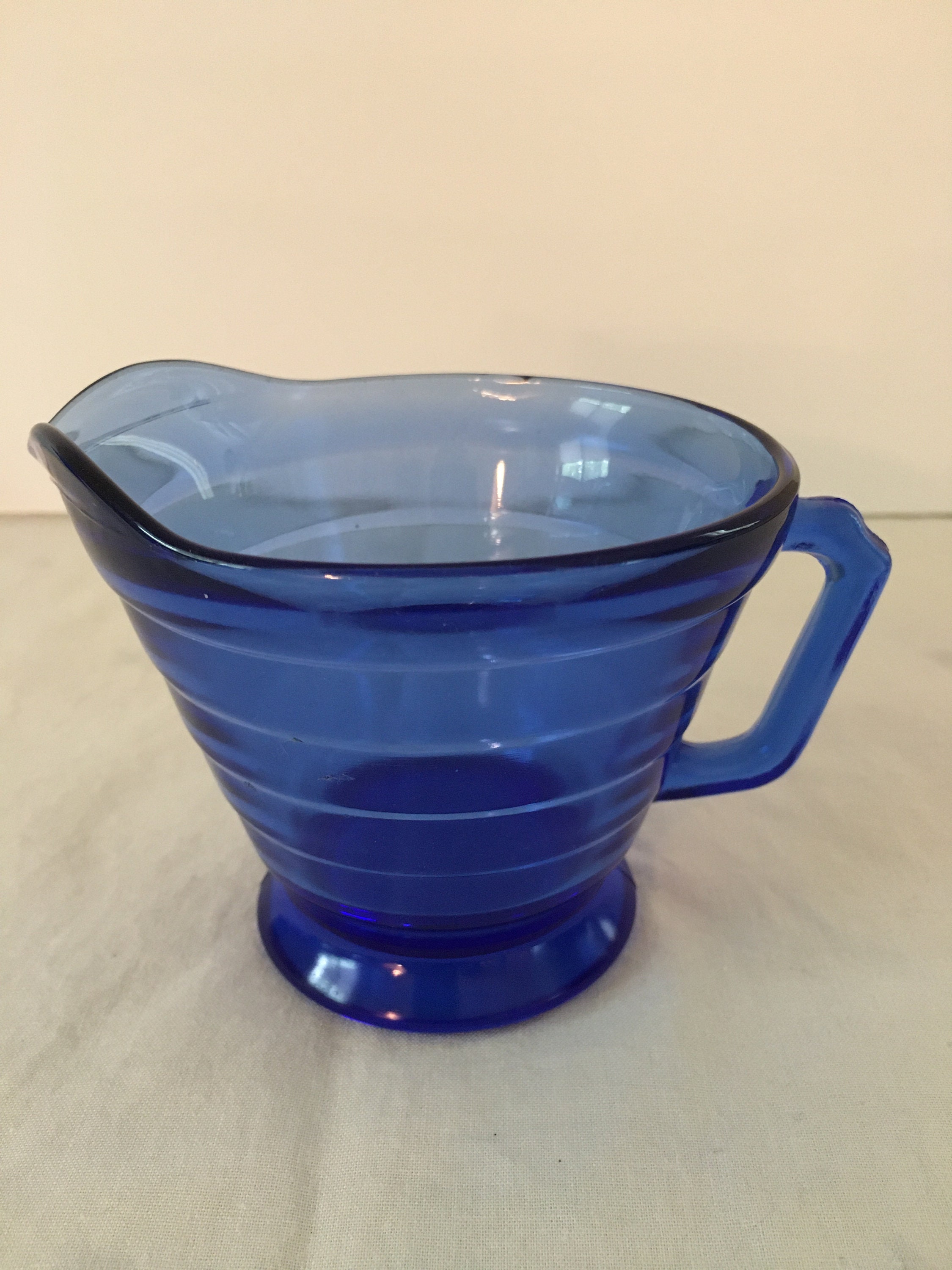 Cobalt Blue Depression Glass Sugar and Creamer. Moderntone Pattern - Etsy