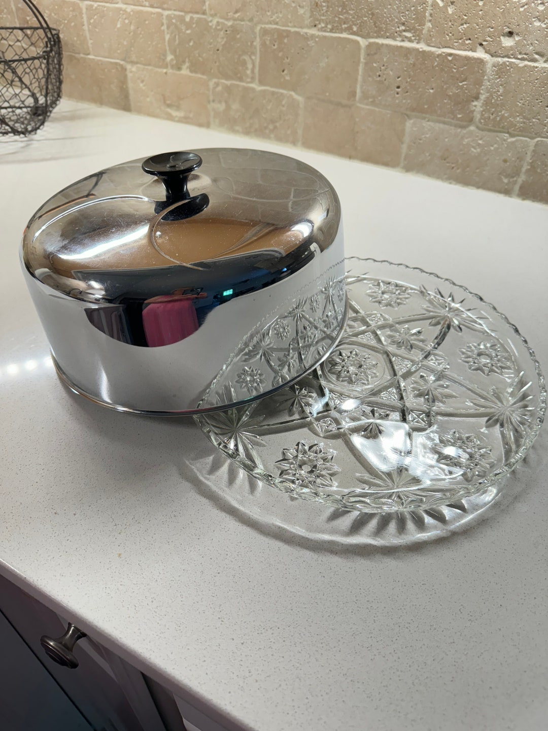 Rare Find. Iconic Early American Prescut Crystal Cake Plate With Chrome ...