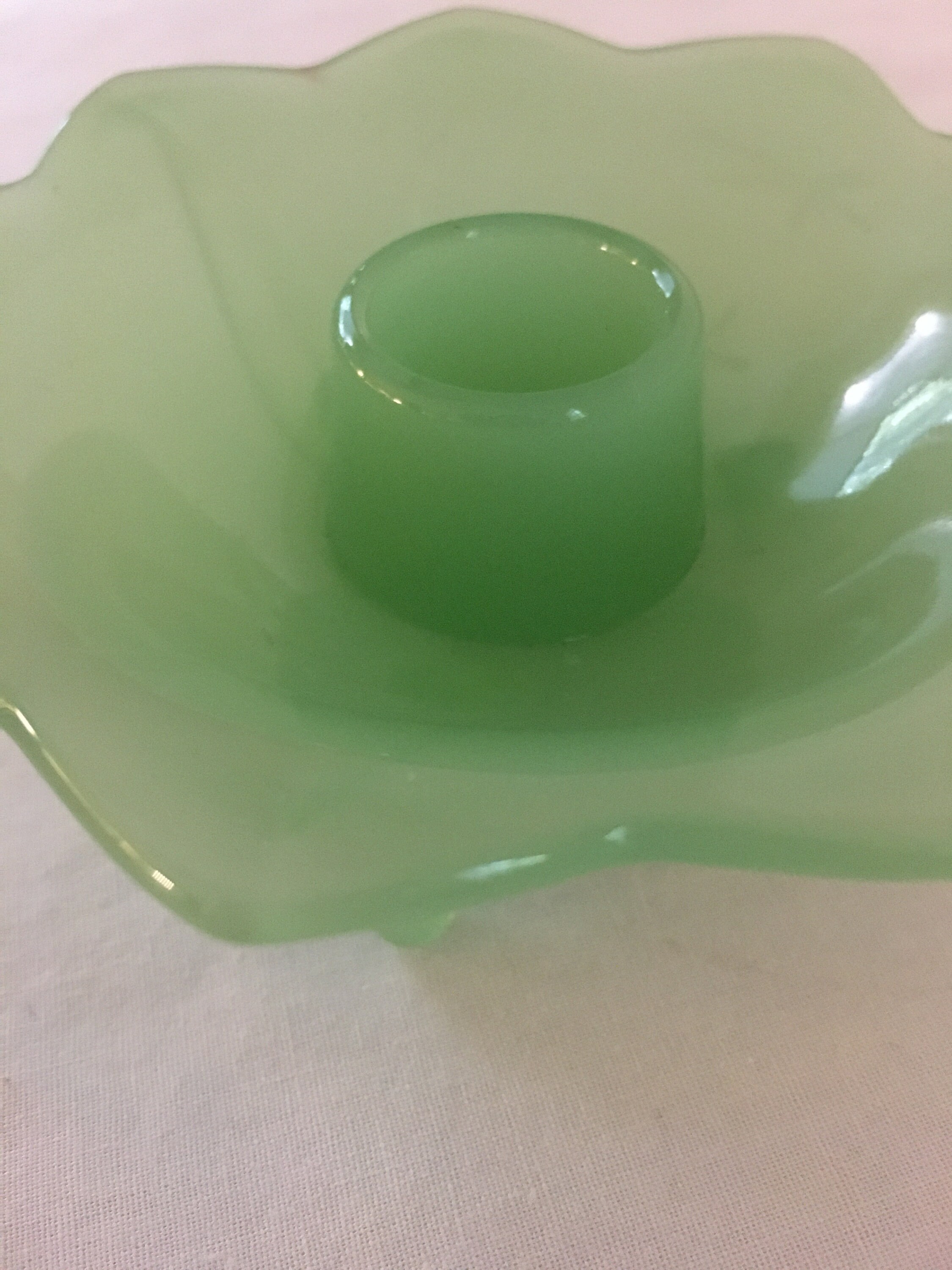 Fenton Glass Jadeite Lotus Shape Candleholder. Three Footed. - Etsy