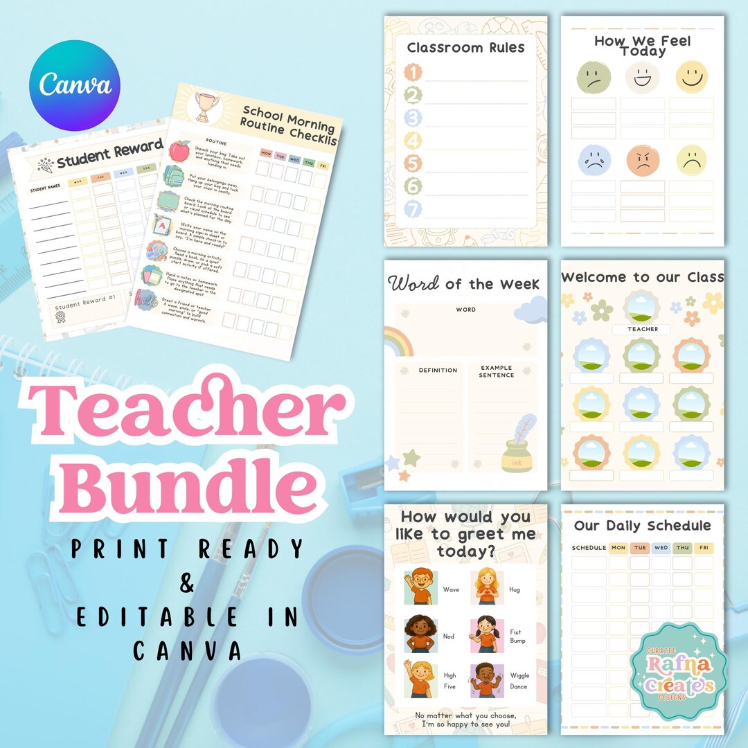 Editable Classroom Charts & Posters Bundle: Teacher Printables (digital ...
