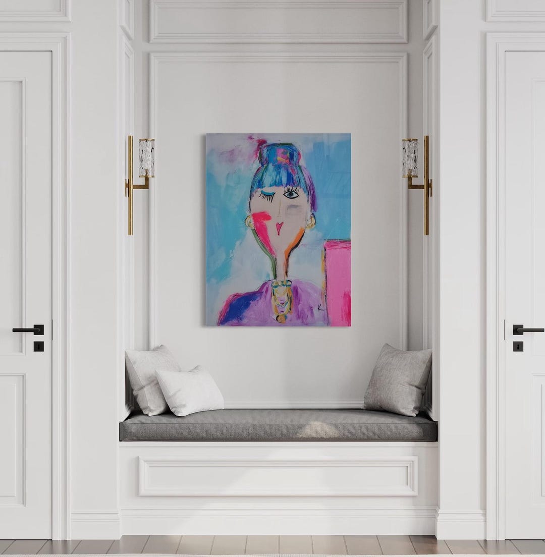 Abstract Lady Portrait Abstract Face Painting Acrylic Plexi Wall Art ...