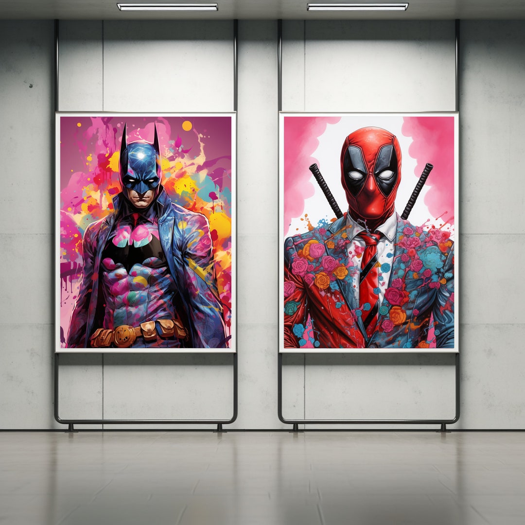 Set 2 Heroes Download Print, Digital Superhero Poster, Printable ...