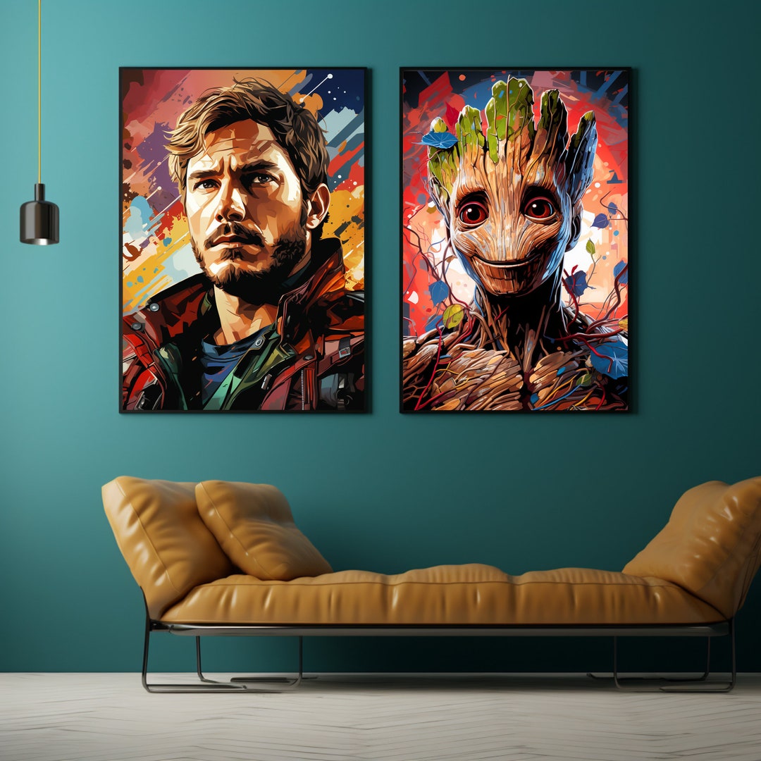 Set 2 Heroes Download Print, Digital Superhero Poster, Printable ...