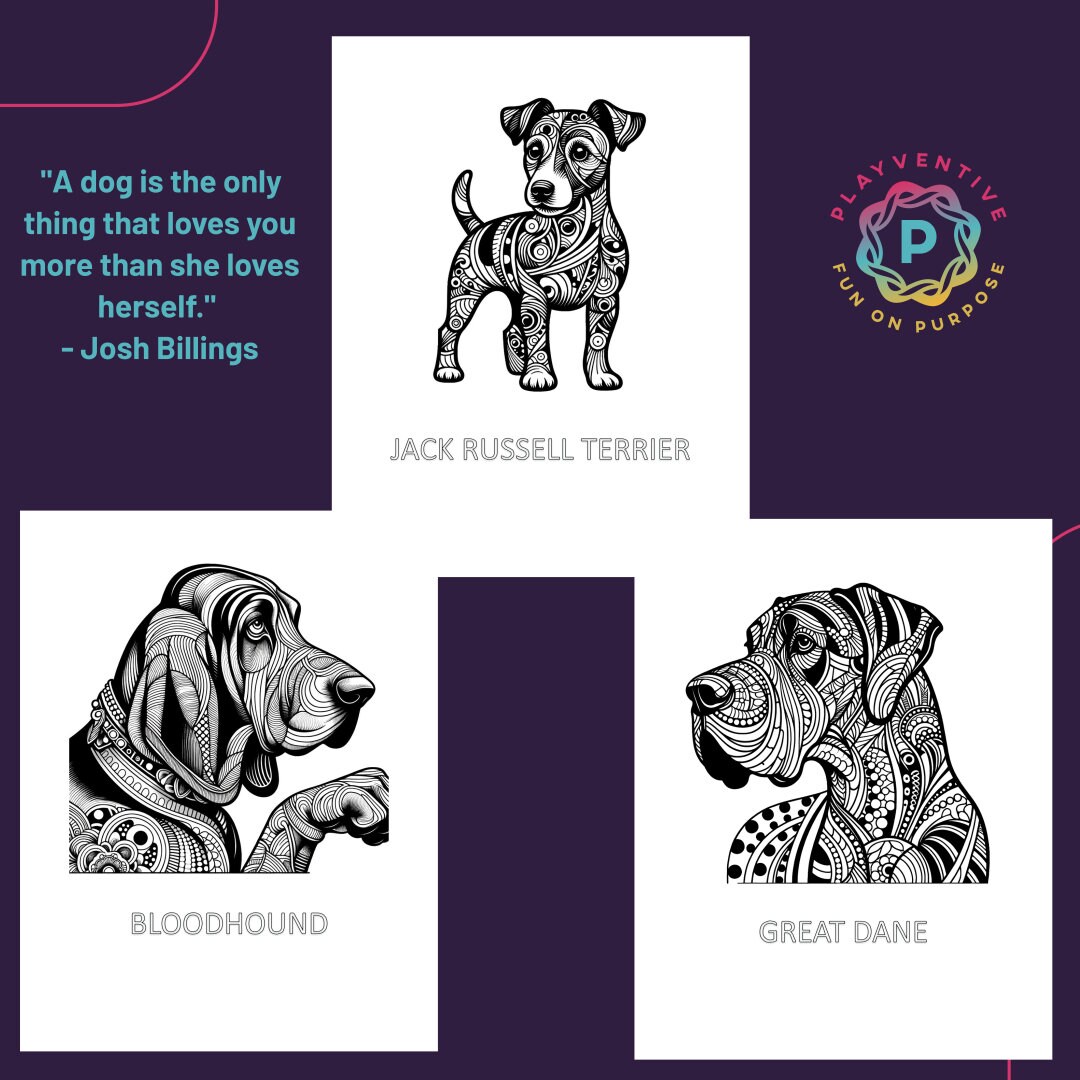Vibrant Pop Art Digital Coloring Pages, 30 Unique Dog Breeds, Fun ...