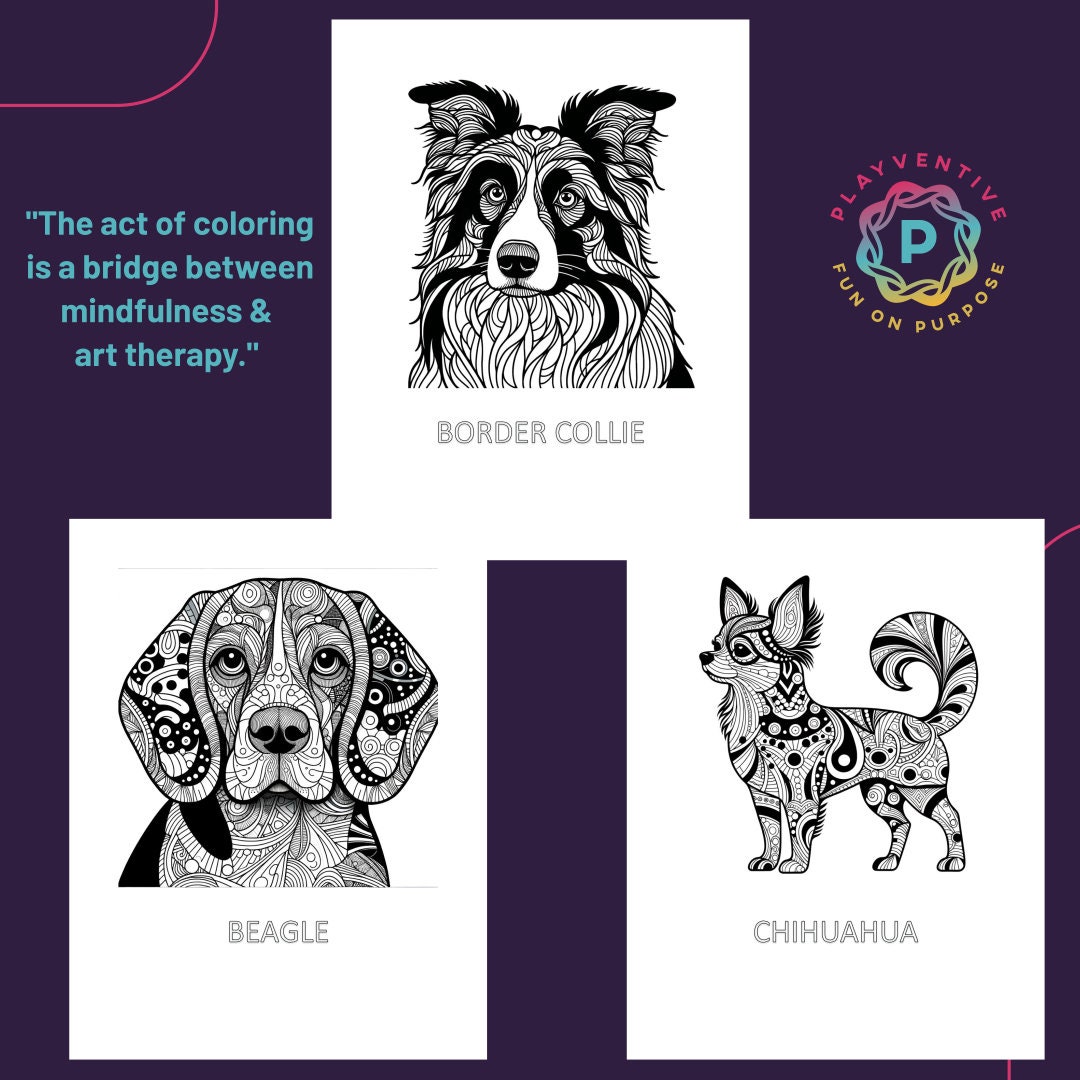 Vibrant Pop Art Digital Coloring Pages, 30 Unique Dog Breeds, Fun ...