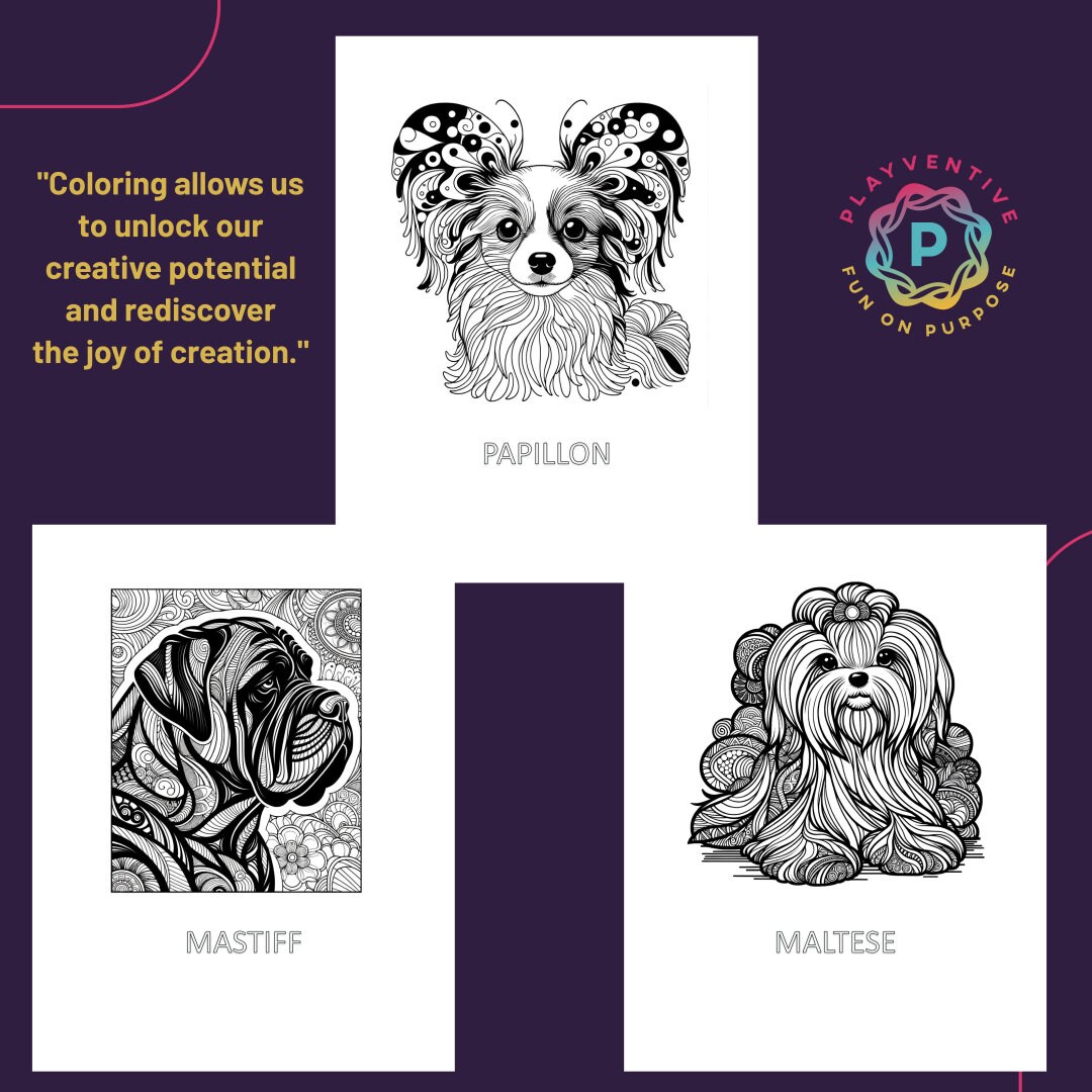 Vibrant Pop Art Digital Coloring Pages, 30 Unique Dog Breeds, Fun ...