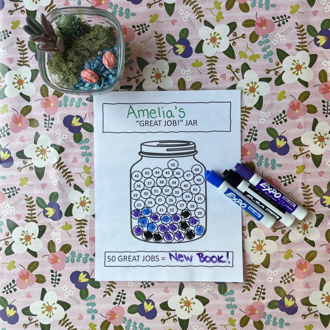 Reward Chart for Kids, Printable | Customize Rewards | Reward Jar ...