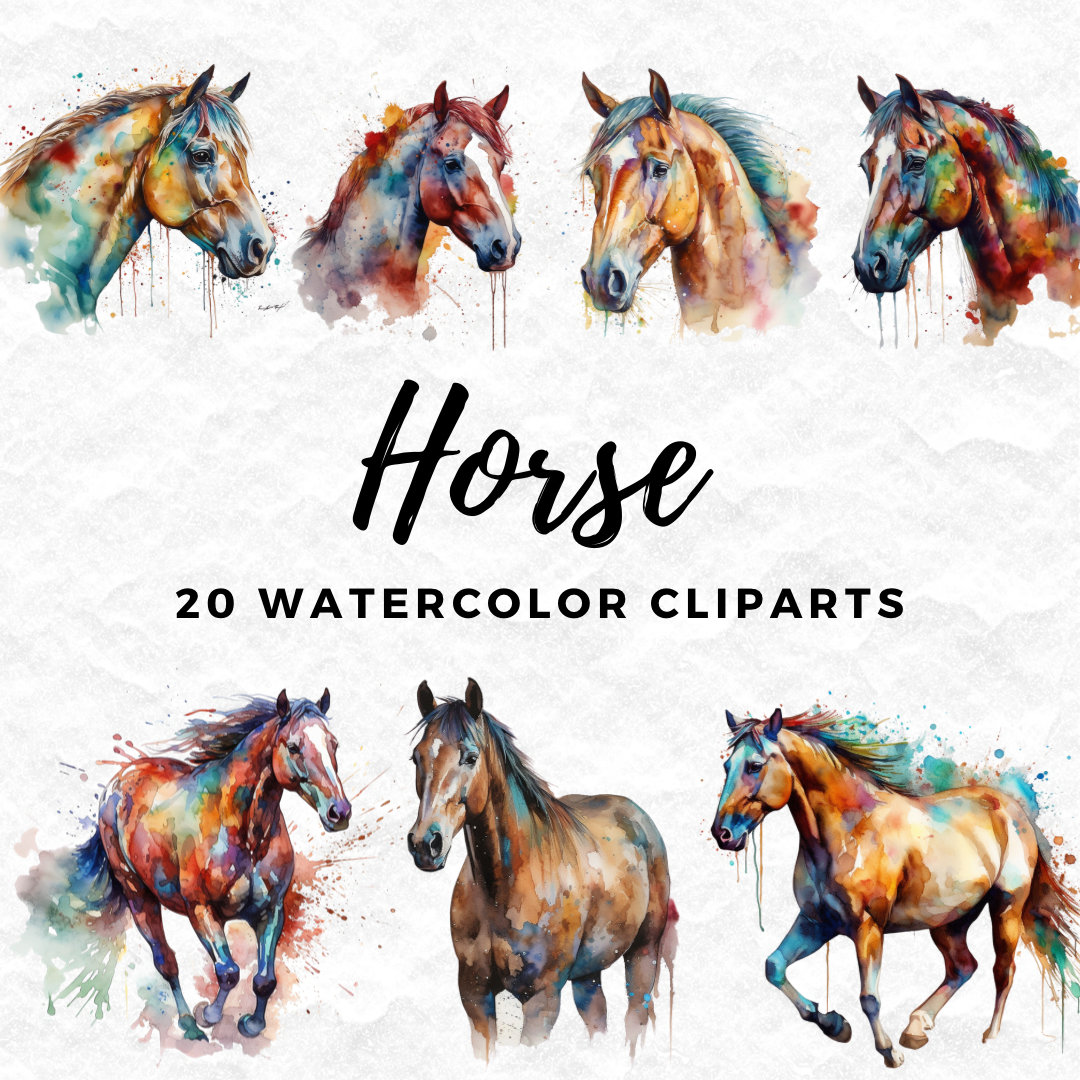 Horse Clipart Bundle Designs Watercolor Horse PNG - Etsy