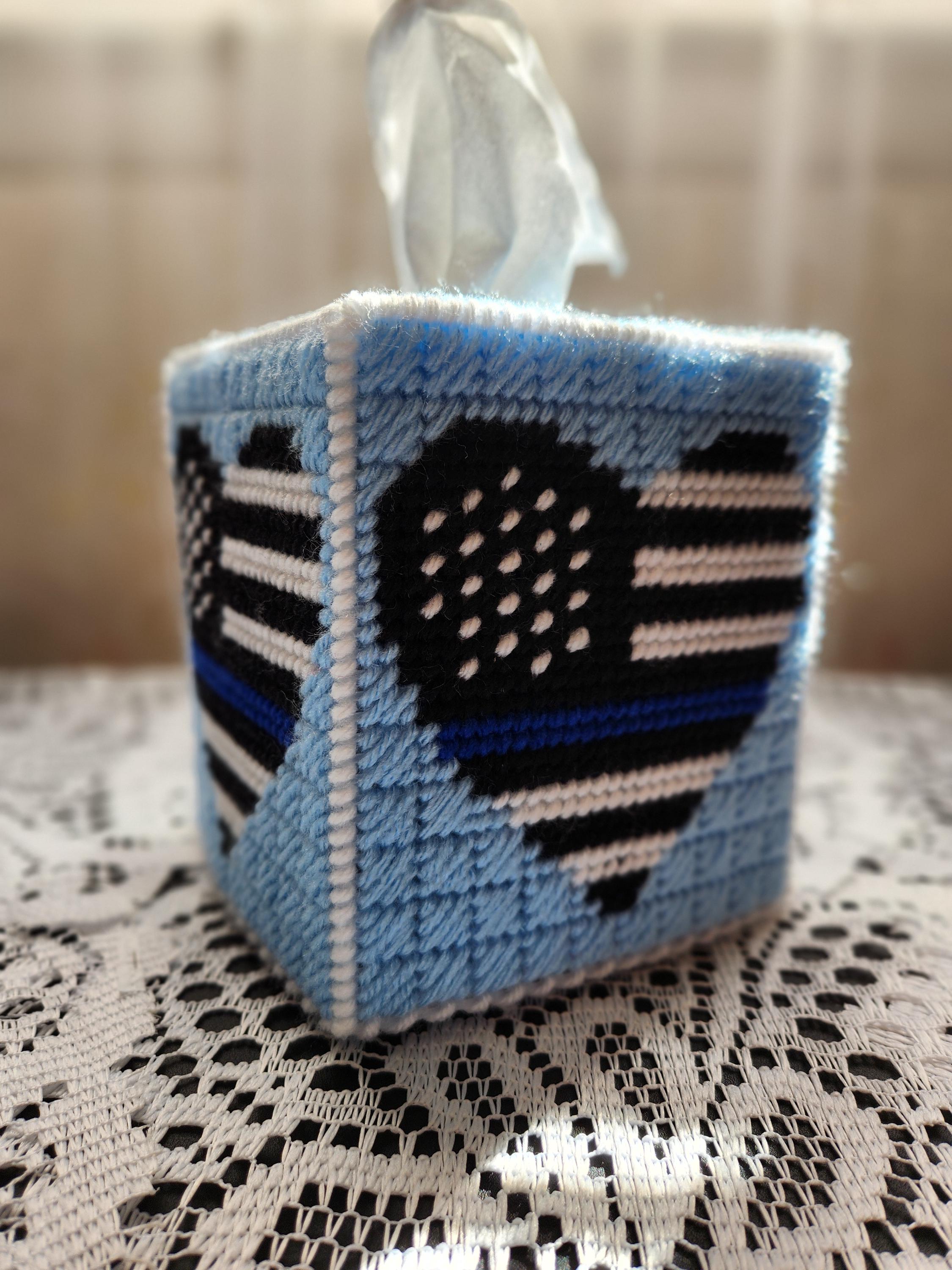 Thin Blue Line Heart Tissue Box Cover - Etsy