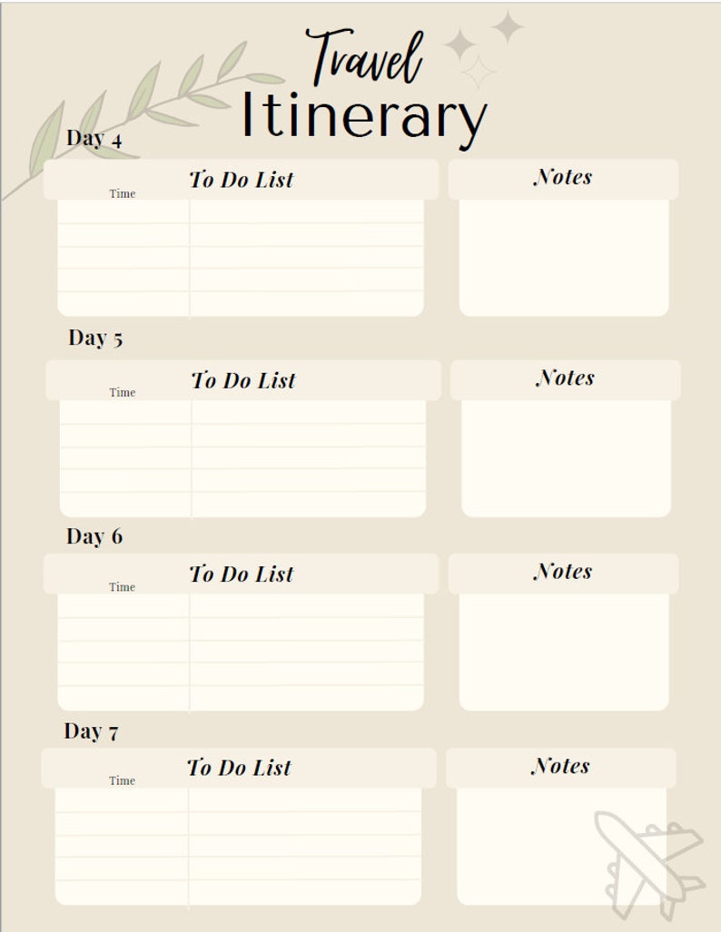 7 Day Travel Planner - Etsy