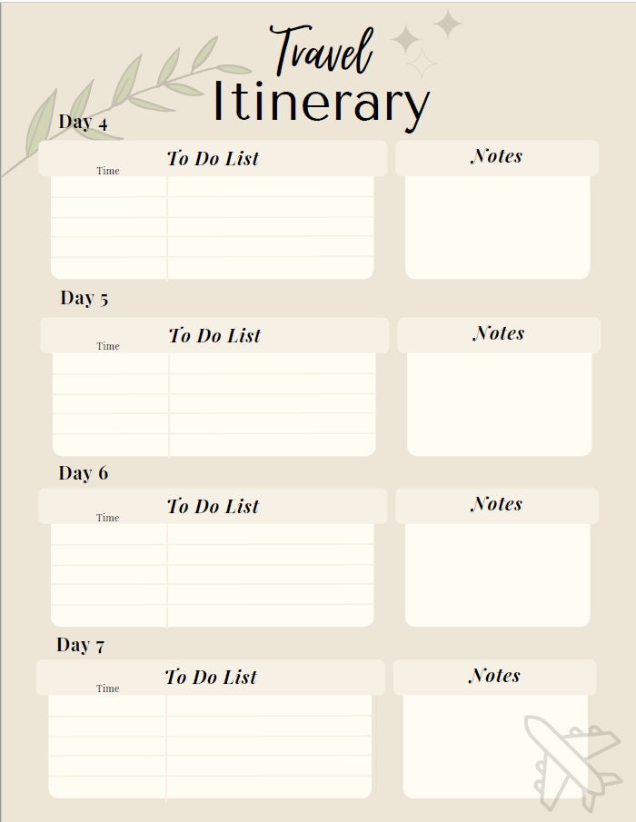 7 Day Travel Planner - Etsy