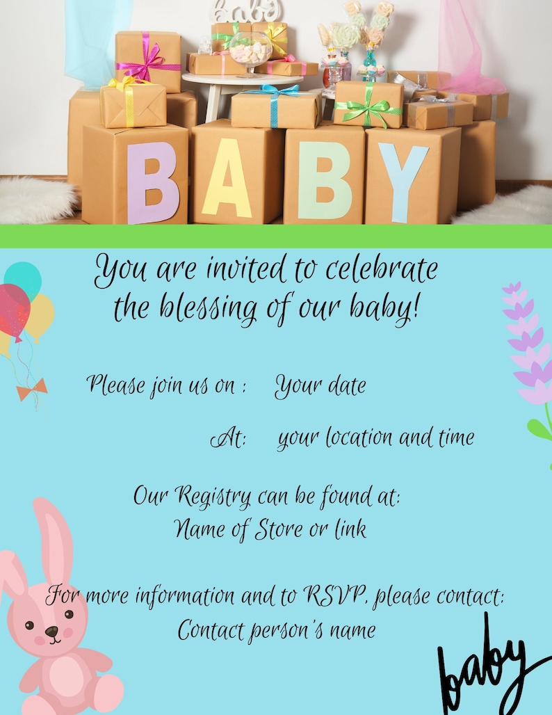 Baby Flyer, Editable Flyer, Flyer Template, Baby Announcement - Etsy