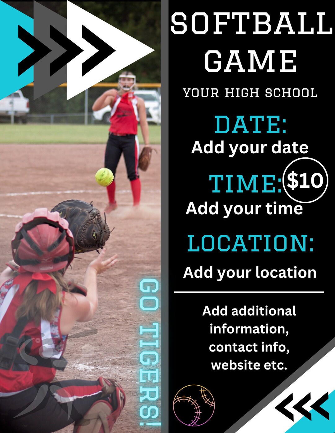 Softball Flyer, Editable Flyer, Print or Email/text - Etsy