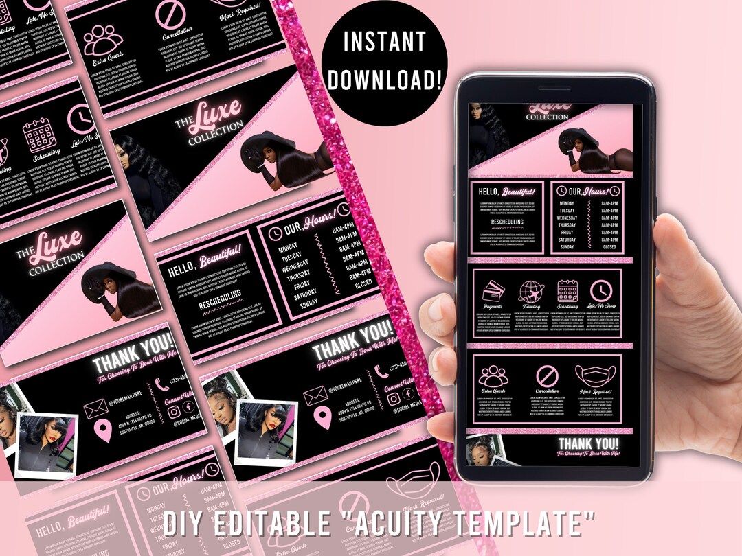 Professional Acuity Booking Template for Beauty Businesses Customizable ...