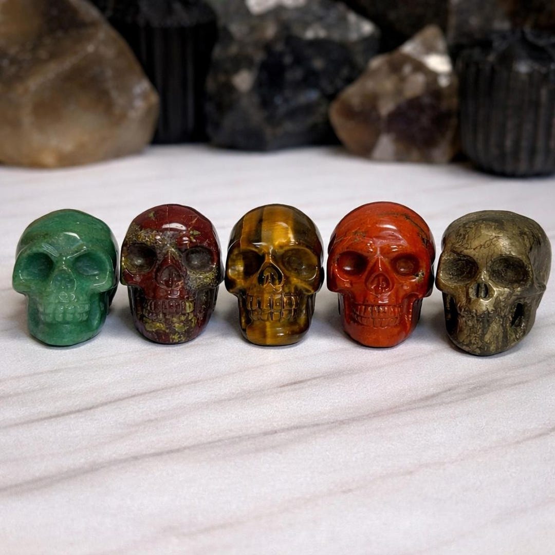 Natural Crystal Carved Skulls 2 Inch Reiki Healing Stones / Crystal ...