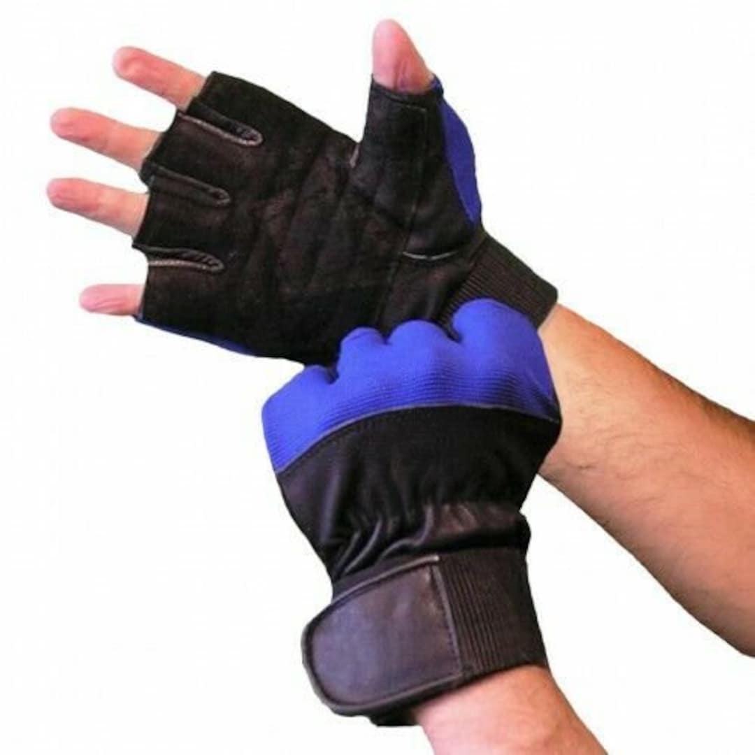 Heavy Duty Weight Lifting Leather Palm Gloves With Spandex Back and ...