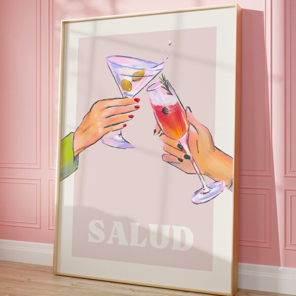 Cheers Salud Wall Art - Etsy