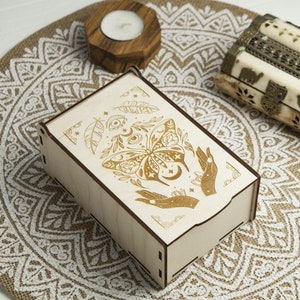 Wooden Box for Tarot Deck, Tarot Card Holder, Tarot Cards Box, Witchy ...
